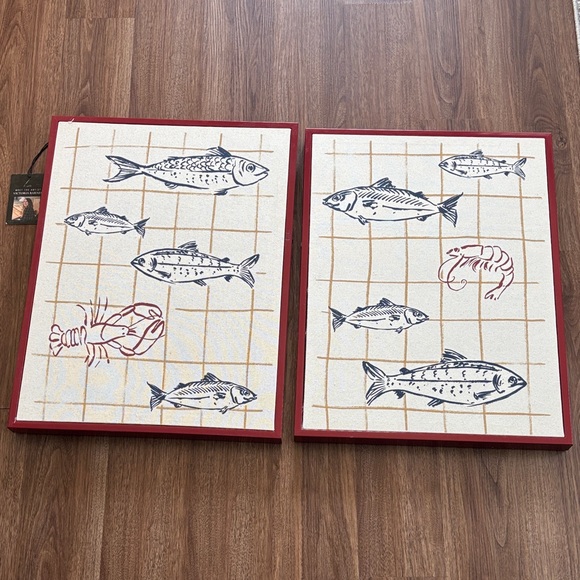 victoria barnes | Art | Victoria Barnes Fish And Lobster Wall Art Set ...